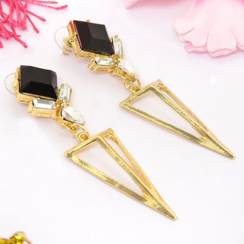 triangle shape long earrings